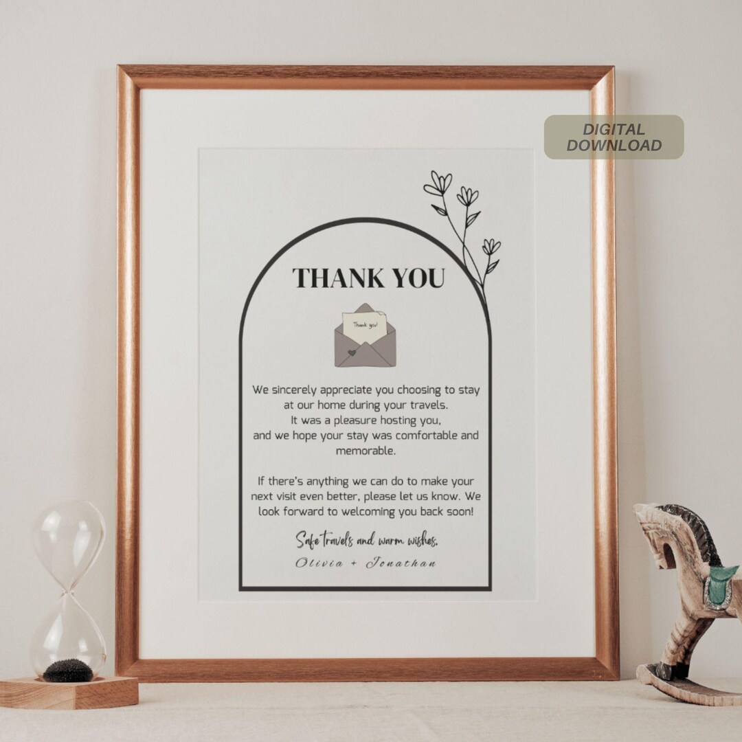 Printable Airbnb Thank You Sign | Guest Appreciation Template | Airbnb ...