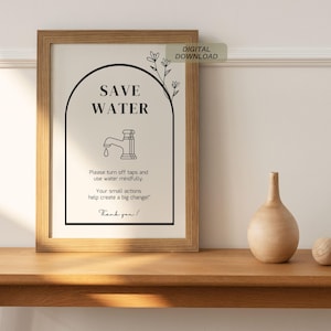 Save Water Sign Template | Editable & Printable | Eco-friendly Airbnb ...