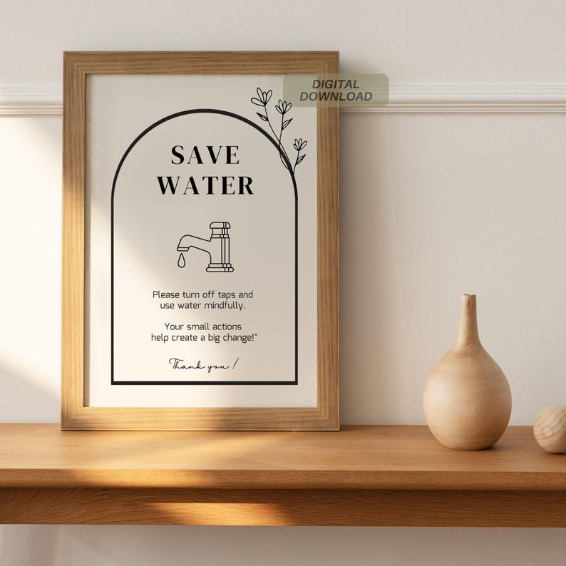 Save Water Sign Template | Editable & Printable | Eco-friendly Airbnb ...