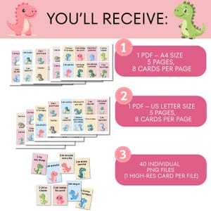 Dinosaur Affirmation Cards for Kids: Printable Lunchbox Notes (PDF ...