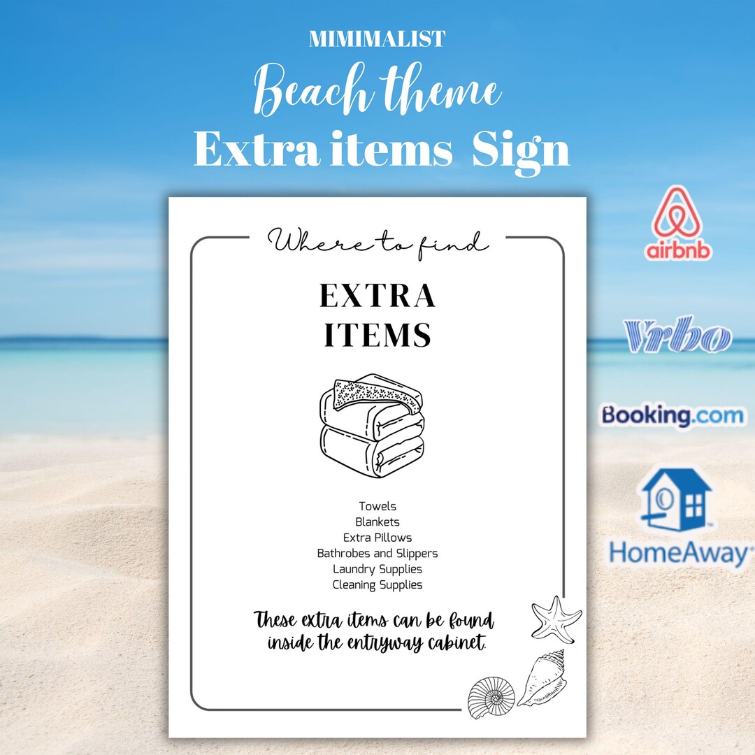 Airbnb Where to Find Extra Items Sign | Beach House Printable ...