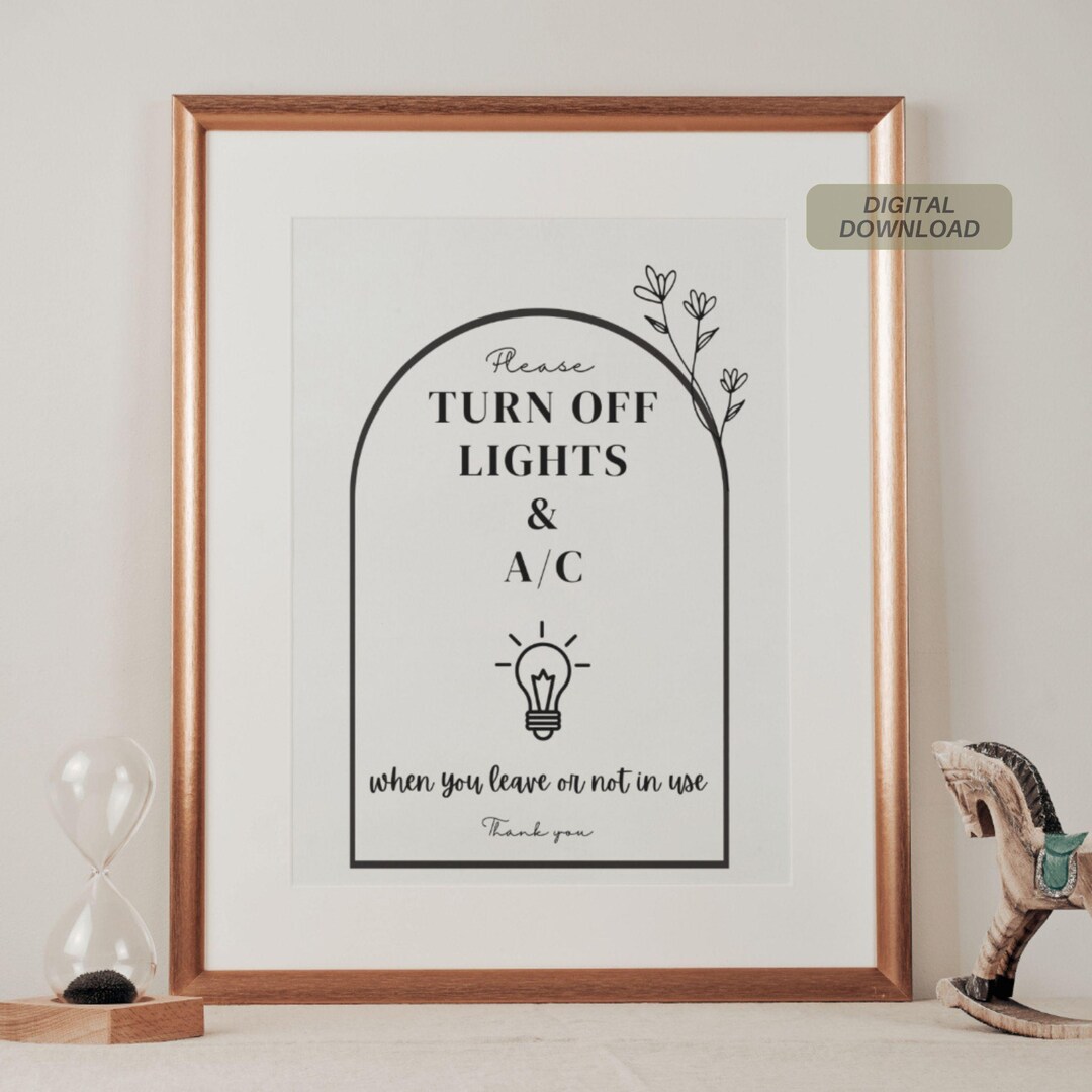 Turn off Light and AC Sign Template | Editable Airbnb Energy Saving ...