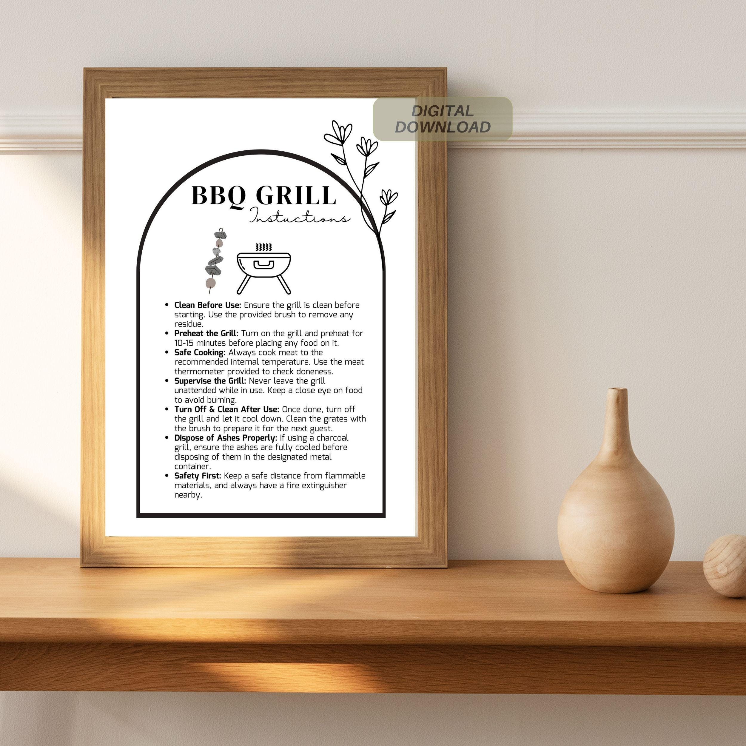 BBQ Grill Instructions Airbnb Sign Template | Editable Canva Template ...