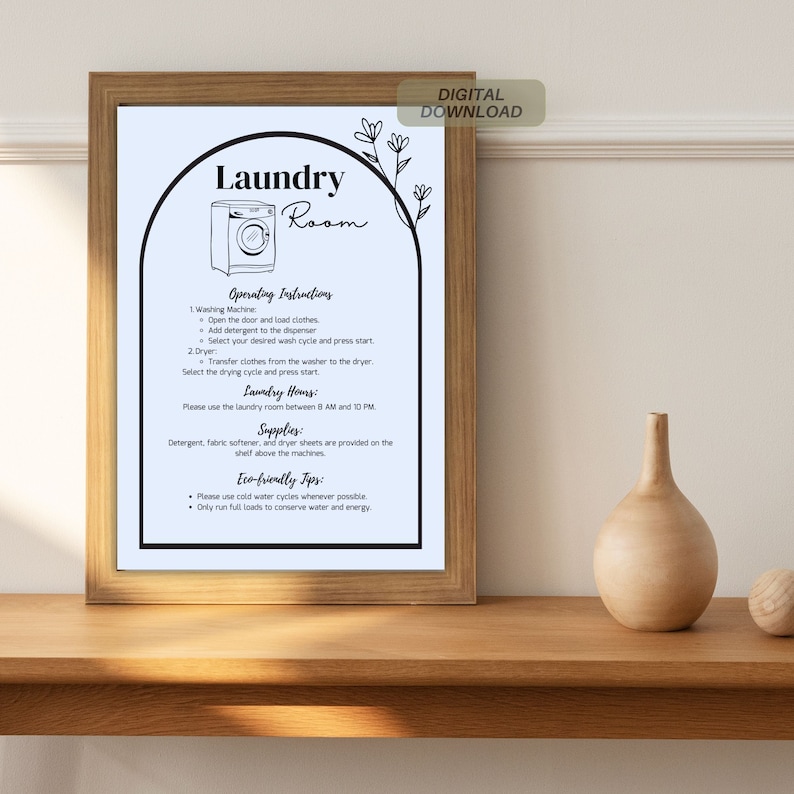 Airbnb Laundry Room Sign Template | Printable Laundry Instuctions Sign ...