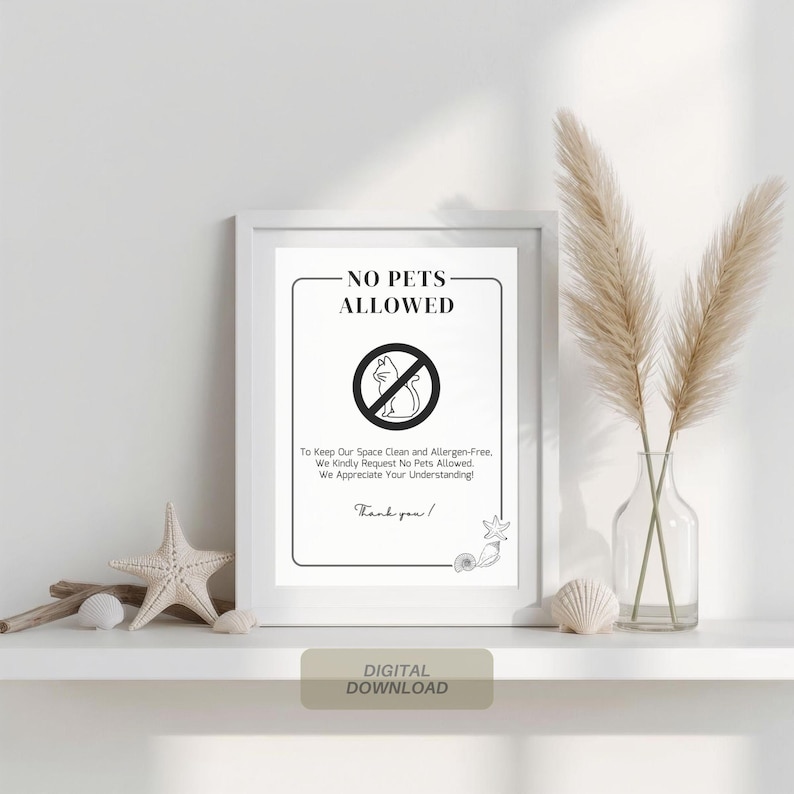 Airbnb No Pets Allowed Sign | Printable Vacation Rental Rules Sign for ...