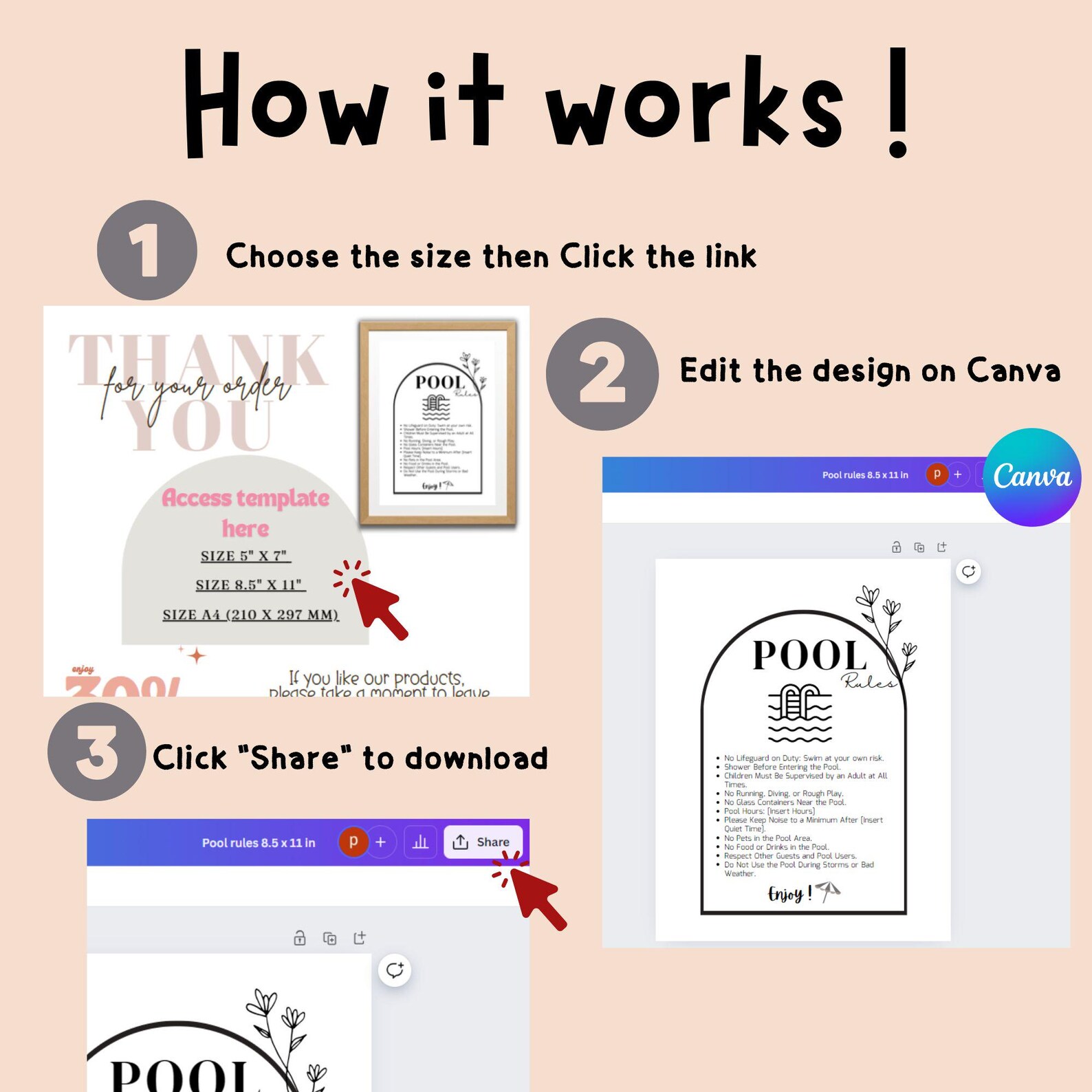 Printable Airbnb Pool Rules Sign Template | Editable Canva Pool Sign ...