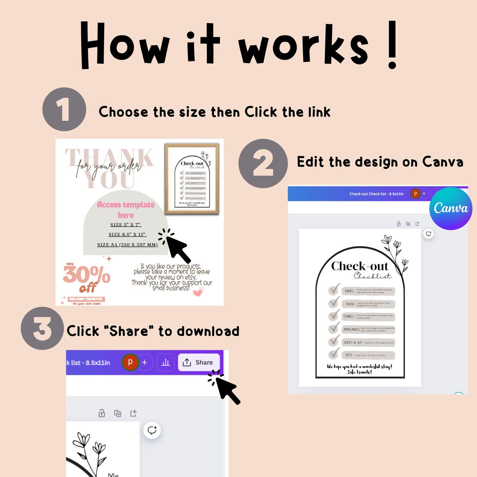 Airbnb Check-out Checklist Template | Printable Guest Departure ...