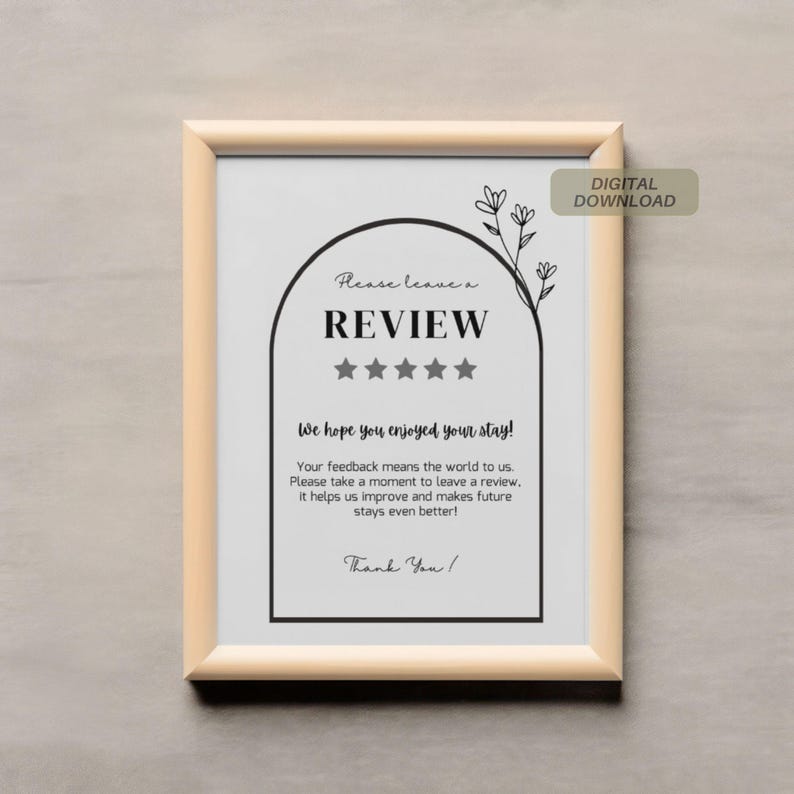 Editable Airbnb Review Sign Template | Printable Request Reviews Sign ...