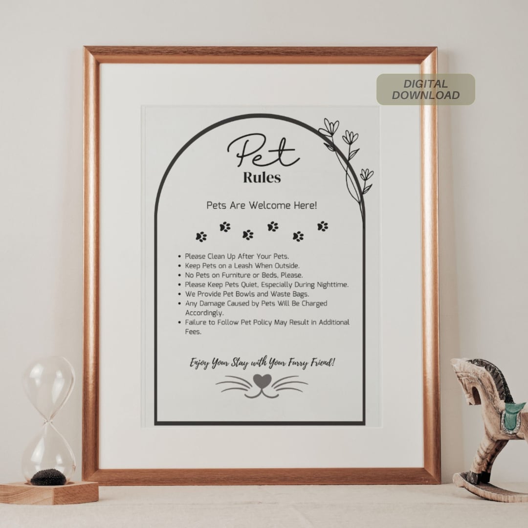 Pet Rules Airbnb Sign Template | Printable Pet Policy Sign | Pet ...