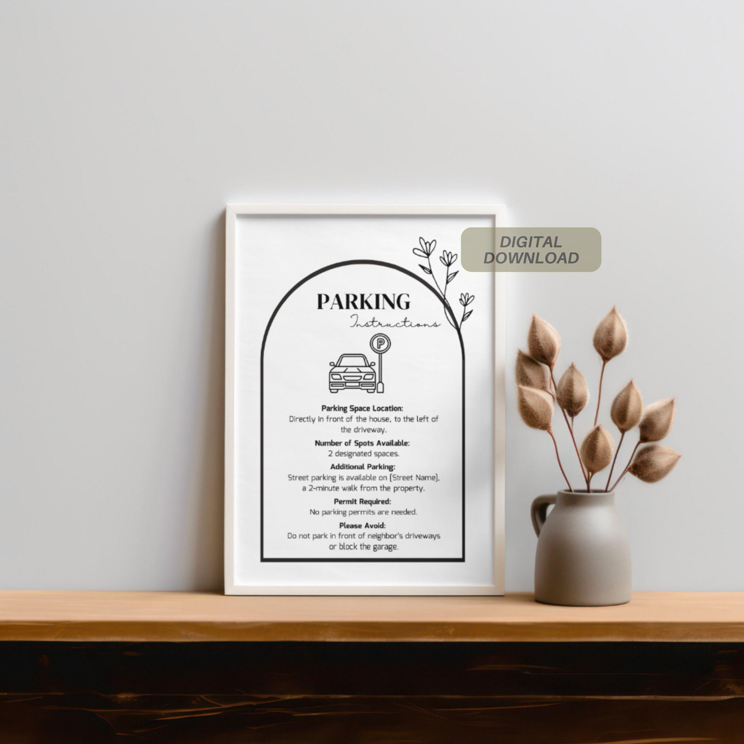 Editable Airbnb Parking Instructions Sign Template | Printable Parking ...