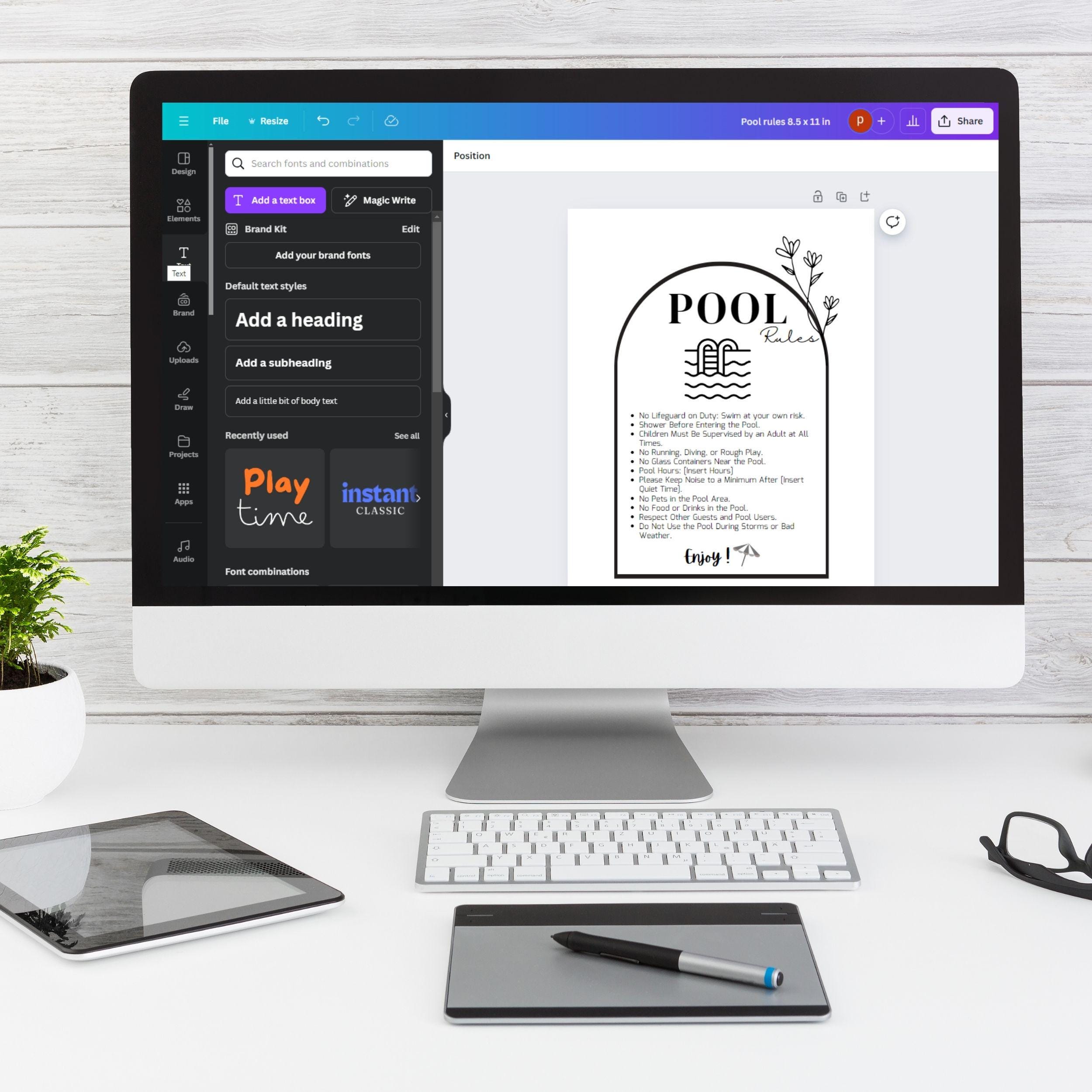 Printable Airbnb Pool Rules Sign Template | Editable Canva Pool Sign ...