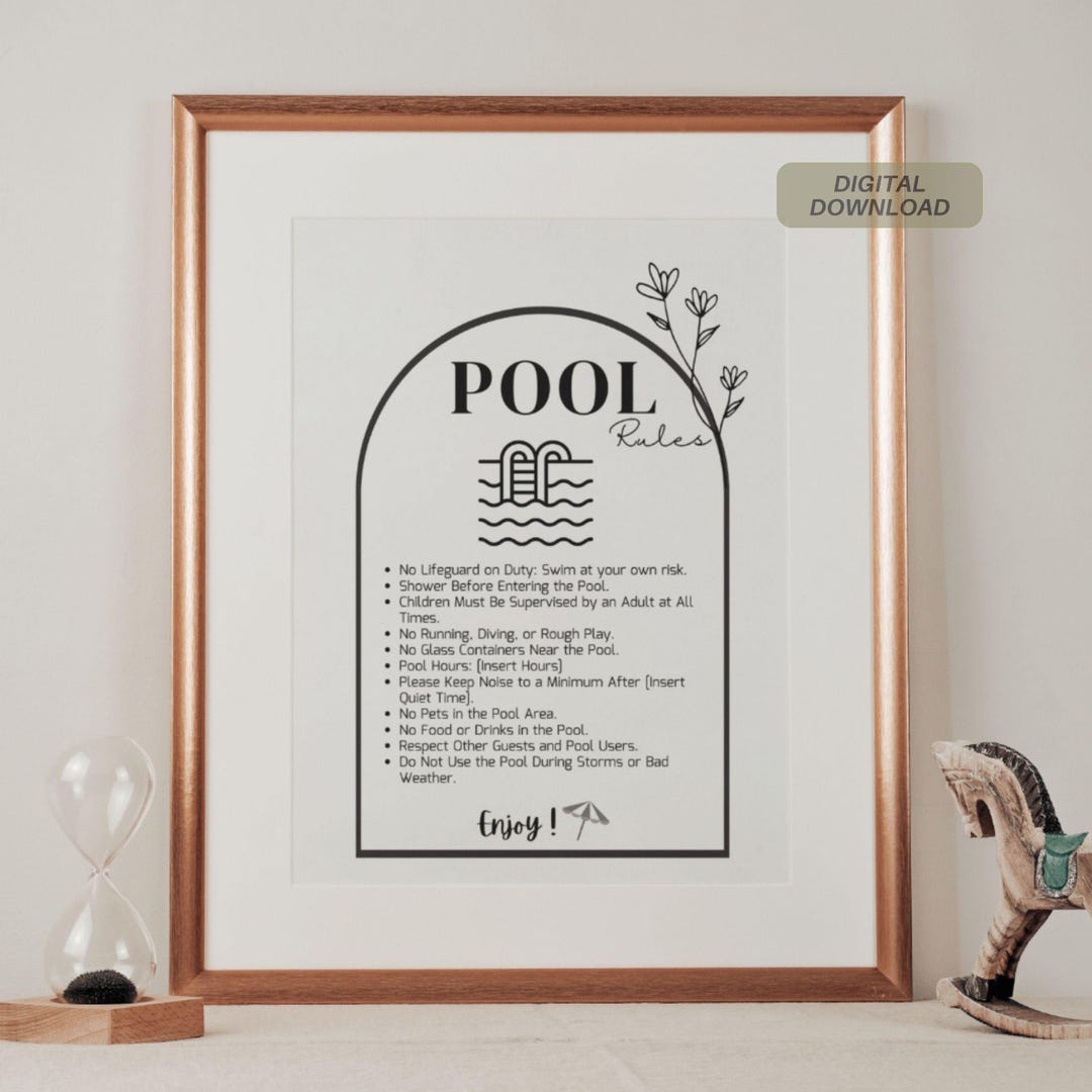 Printable Airbnb Pool Rules Sign Template | Editable Canva Pool Sign ...