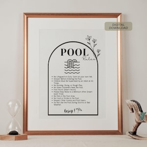 Printable Airbnb Pool Rules Sign Template | Editable Canva Pool Sign ...
