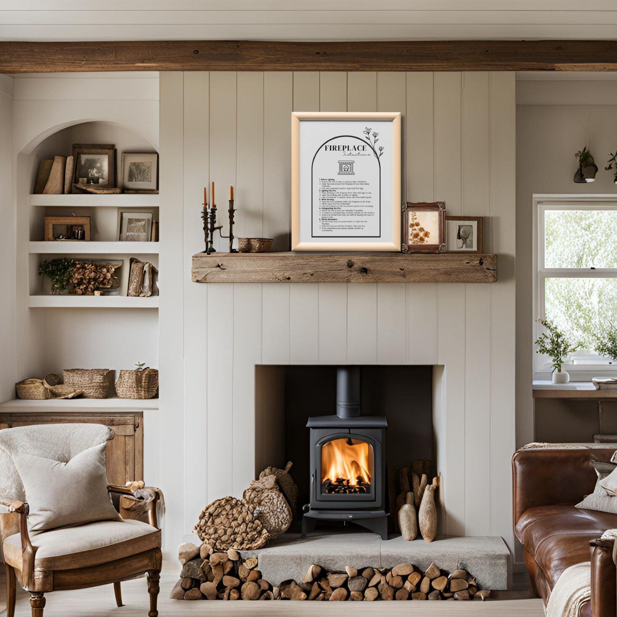 Fireplace Instructions Airbnb Sign Template | Editable Canva Template ...