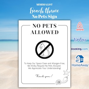 Airbnb No Pets Allowed Sign | Printable Vacation Rental Rules Sign for ...