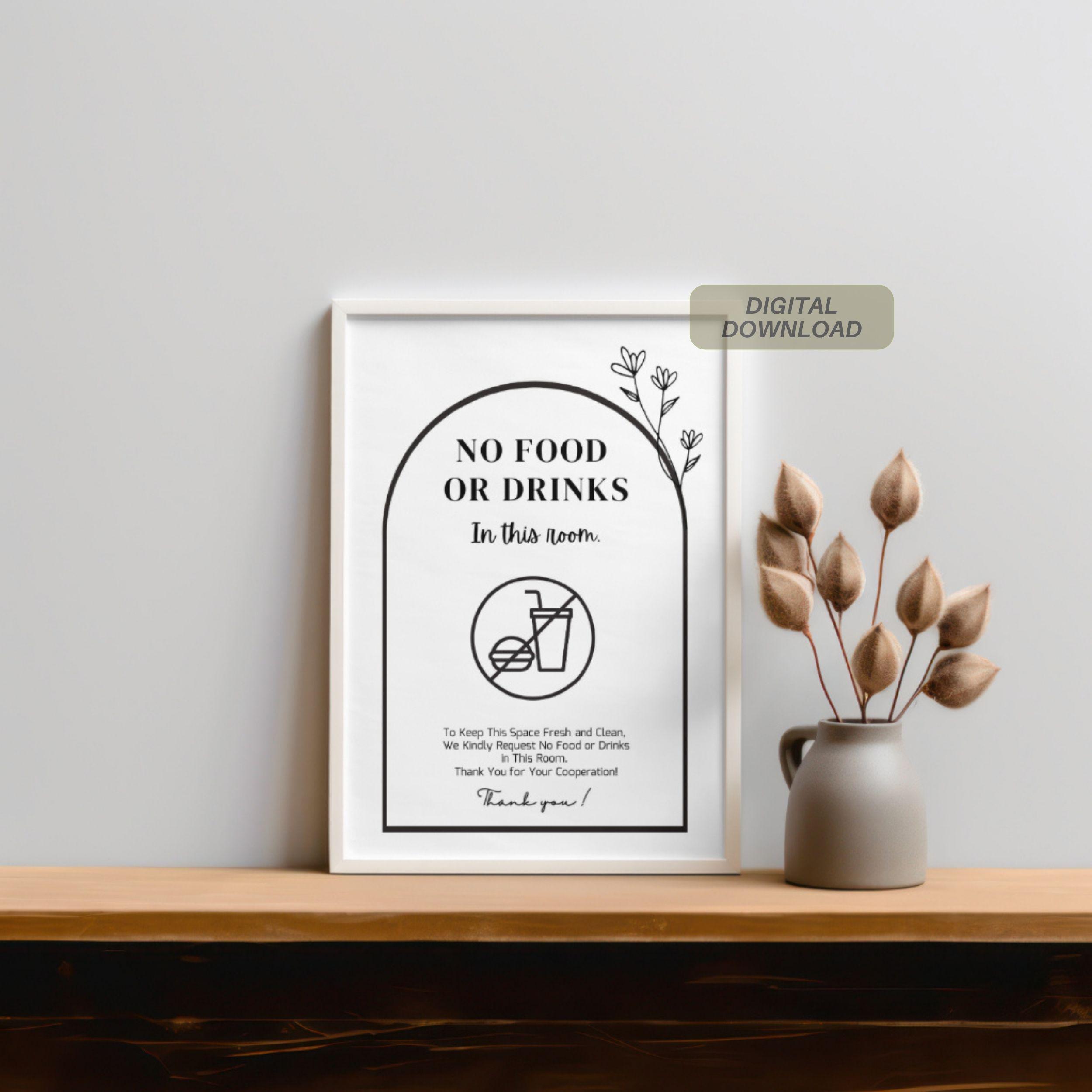 No Food or Drinks in This Room - Printable Airbnb Sign Template | No ...