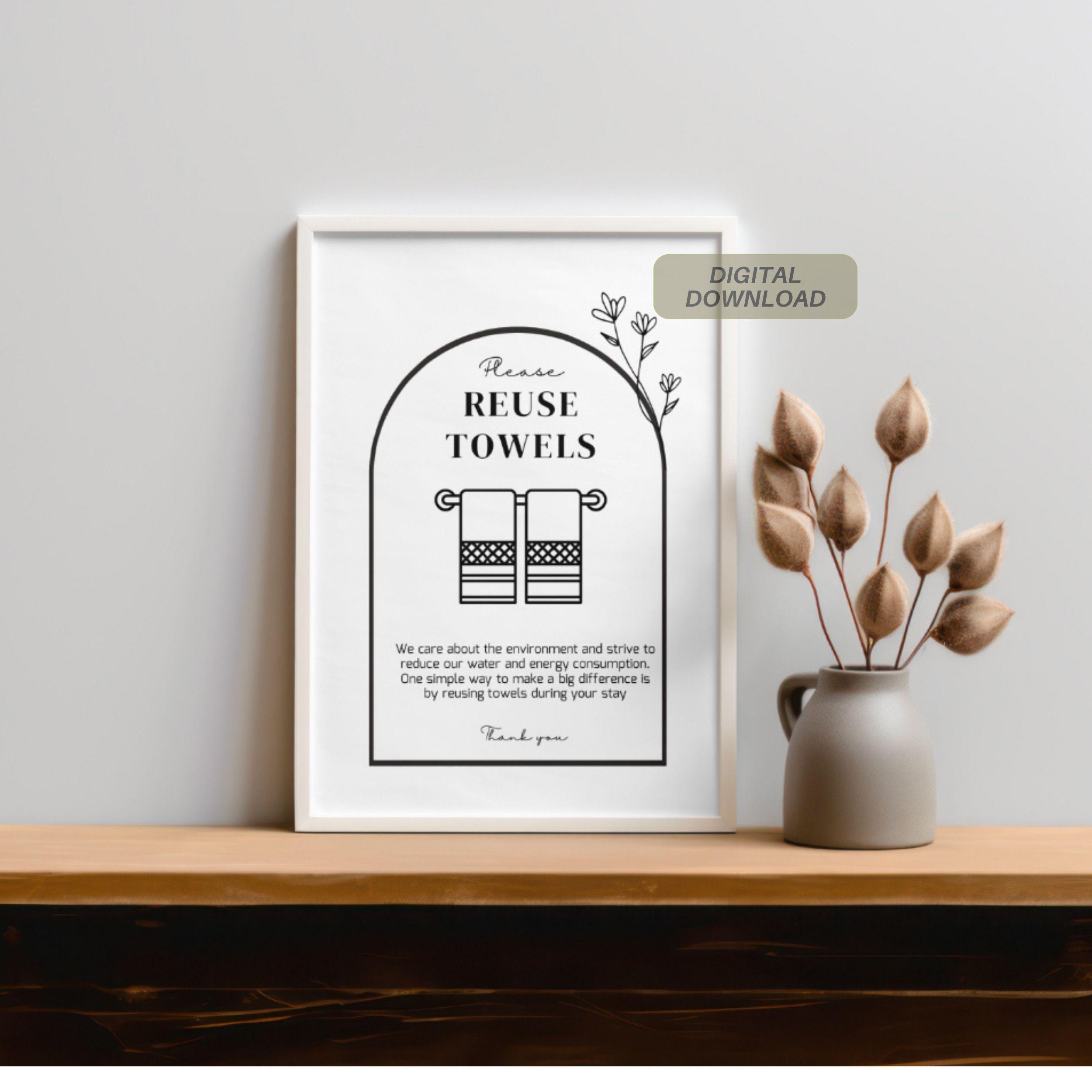 Please Reuse Towels Sign Template | Airbnb Eco-friendly Sign | Bathroom ...