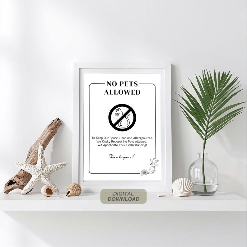Airbnb No Pets Allowed Sign | Printable Vacation Rental Rules Sign for ...