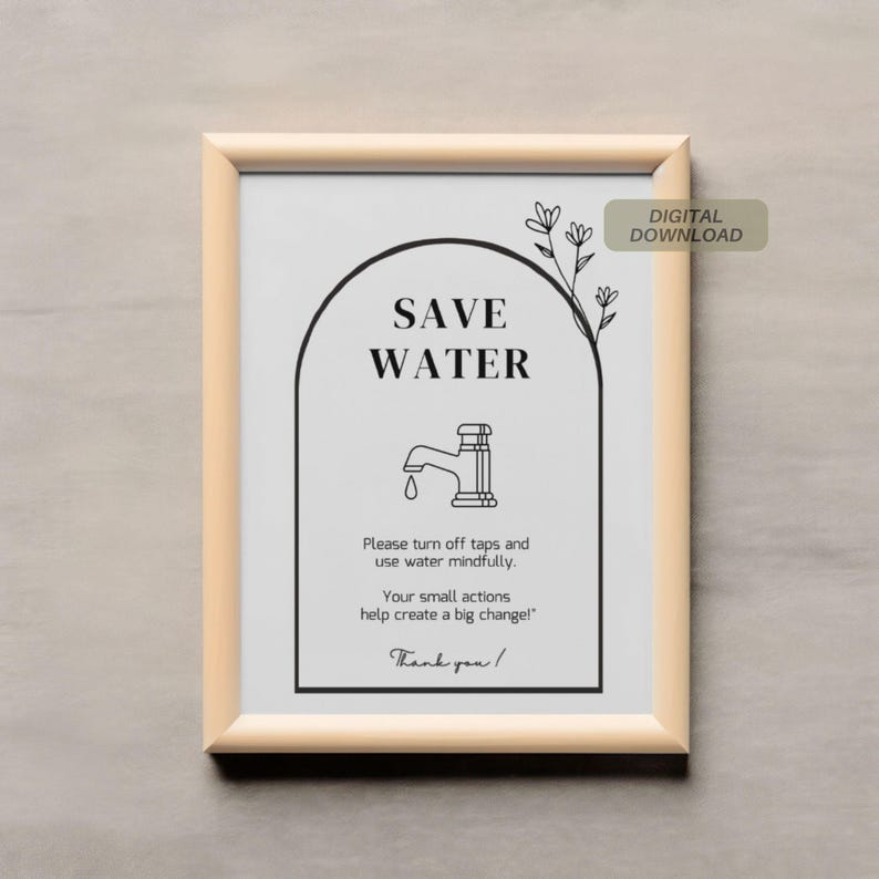 Save Water Sign Template | Editable & Printable | Eco-friendly Airbnb ...