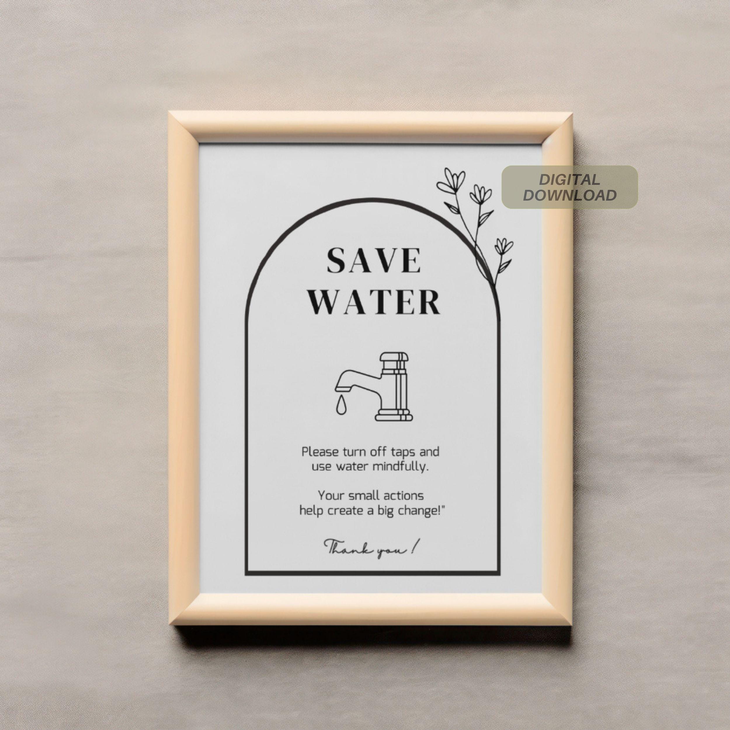 Save Water Sign Template | Editable & Printable | Eco-friendly Airbnb ...