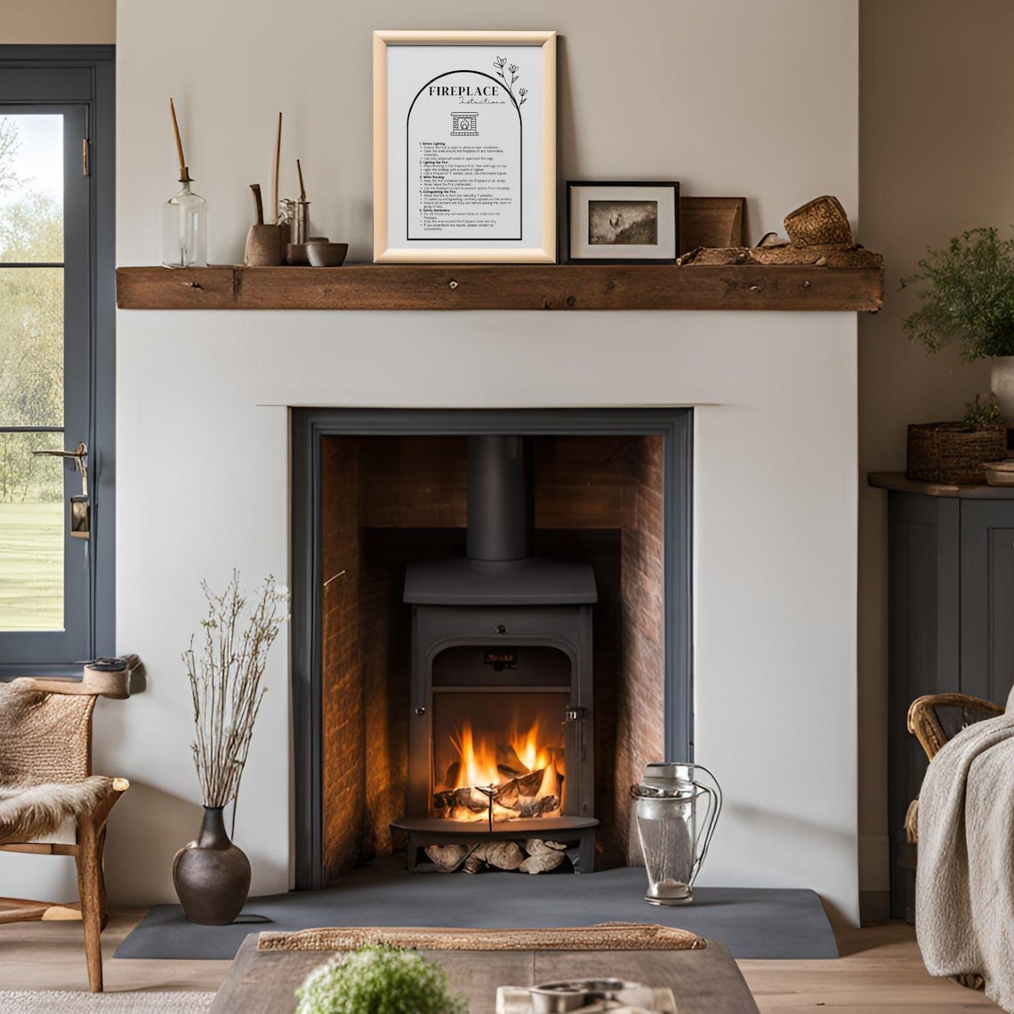 Fireplace Instructions Airbnb Sign Template | Editable Canva Template ...