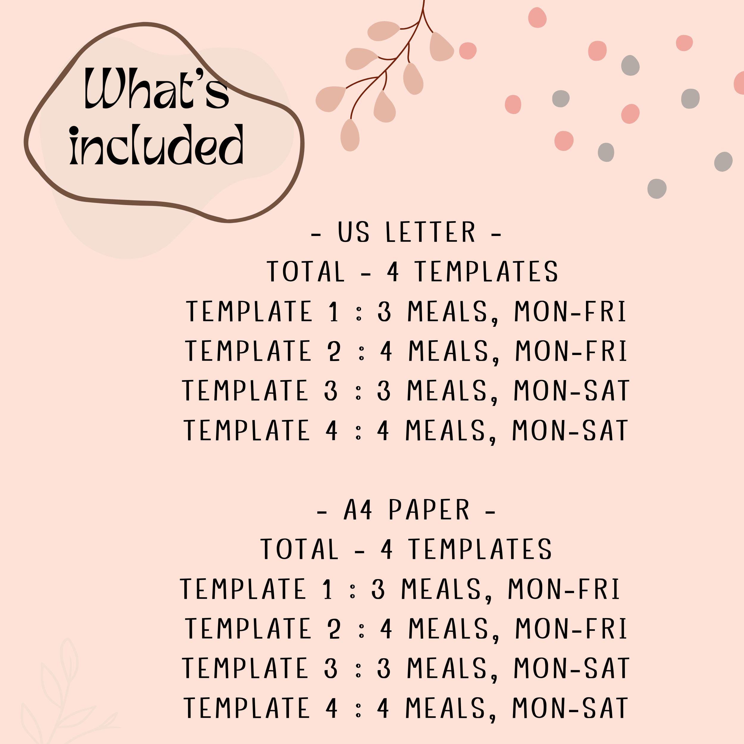 Daycare Weekly Menu Template, Printable Meal Planner for Kids, EDITABLE ...