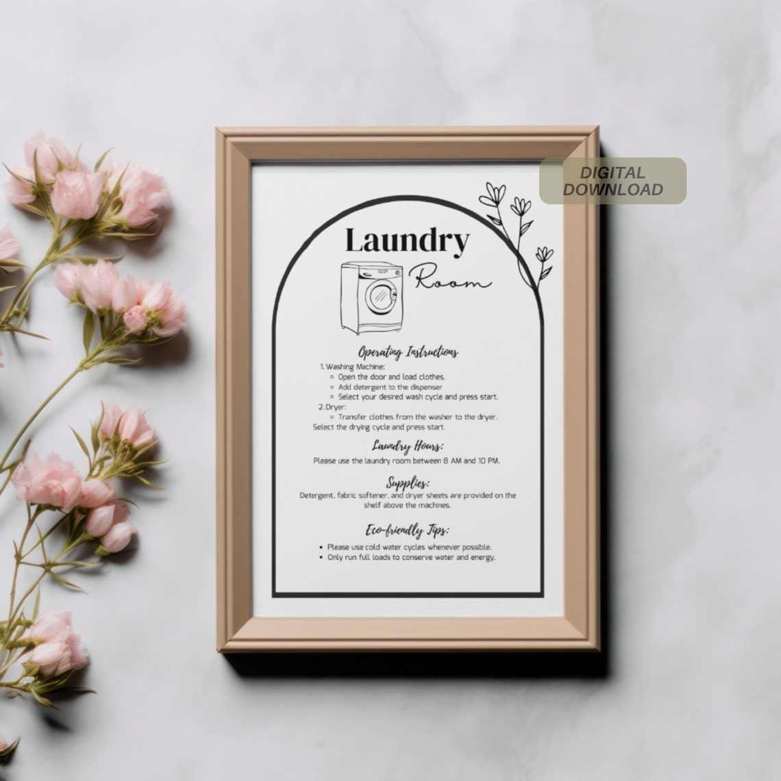 Airbnb Laundry Room Sign Template | Printable Laundry Instuctions Sign ...