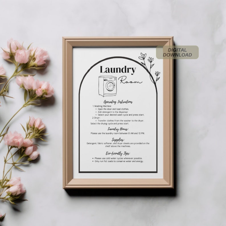 Airbnb Laundry Room Sign Template | Printable Laundry Instuctions Sign ...