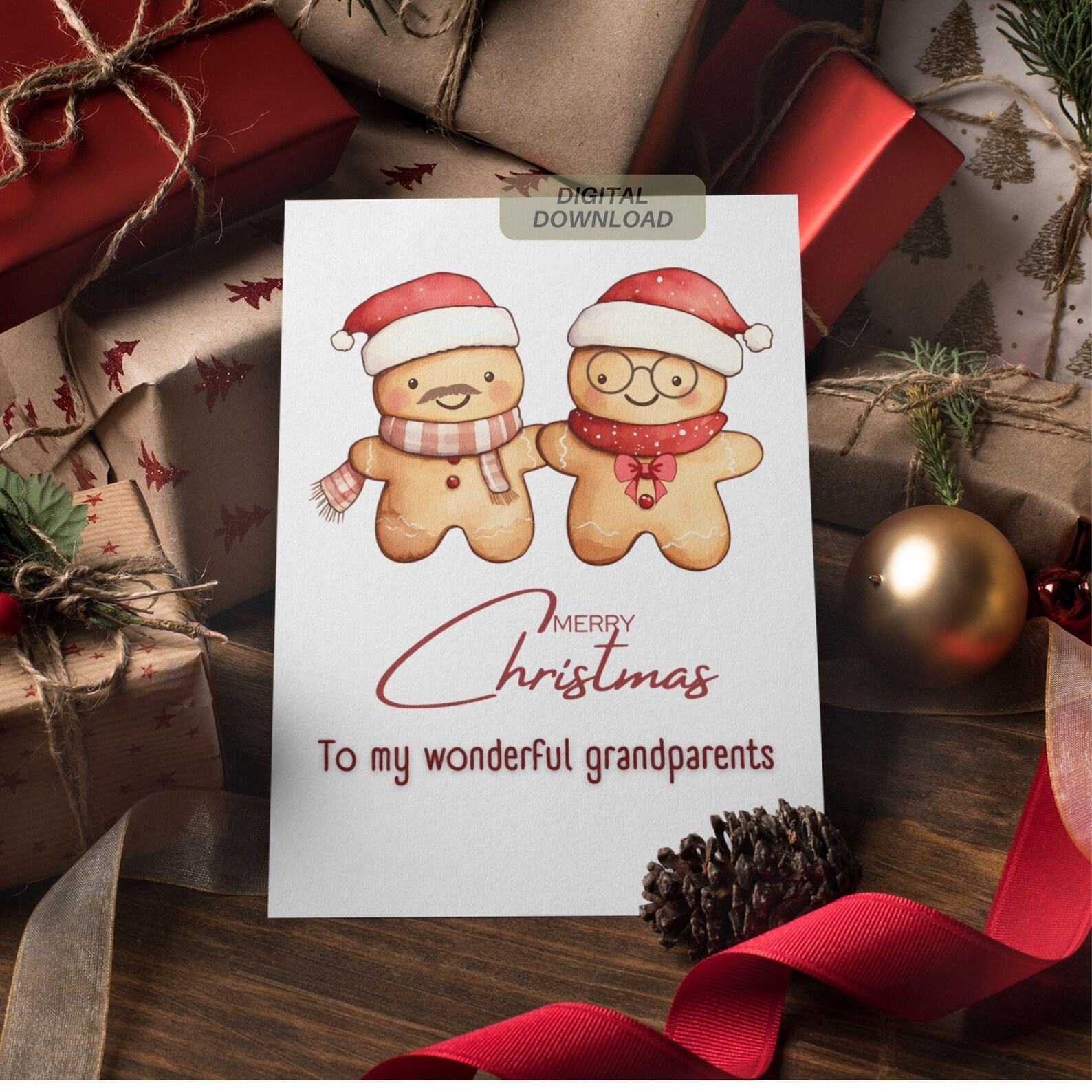 Printable Christmas Card for Grandparents | Xmas Card for Nanny ...