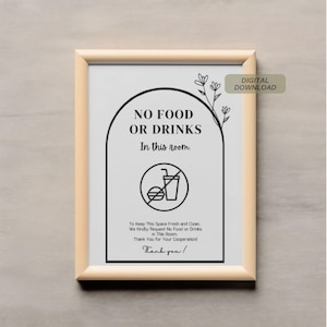 No Food or Drinks in This Room - Printable Airbnb Sign Template | No ...