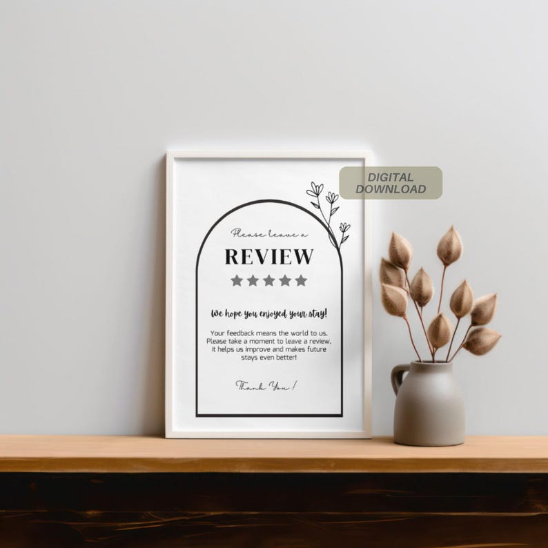 Editable Airbnb Review Sign Template | Printable Request Reviews Sign ...