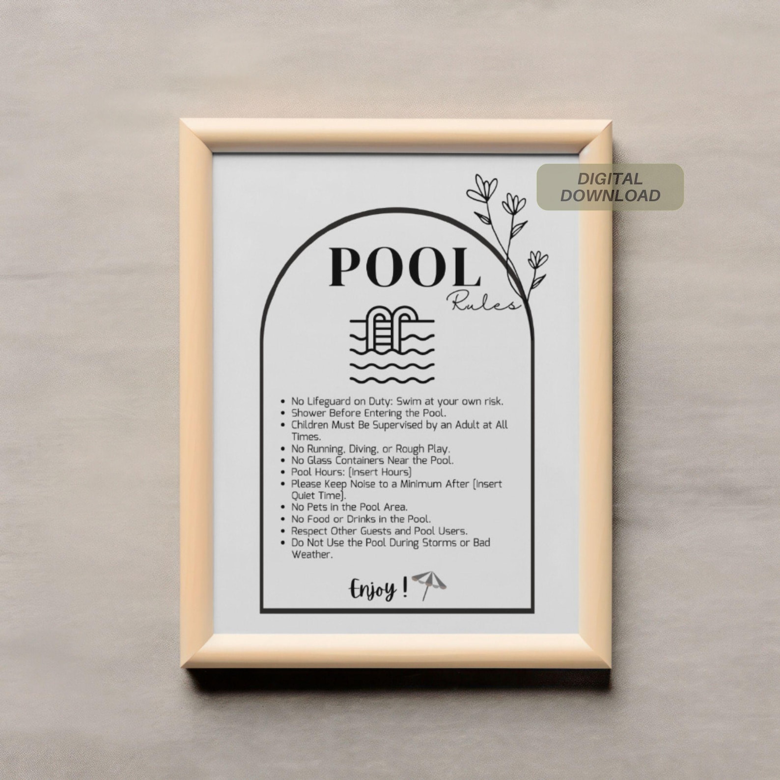Printable Airbnb Pool Rules Sign Template | Editable Canva Pool Sign ...
