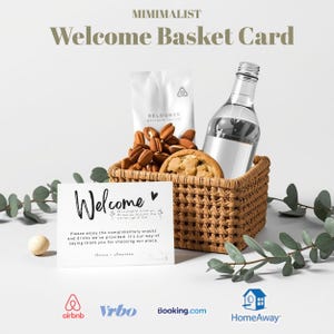 Minimalist Welcome Basket Card Template for Airbnb, Vrbo & Booking ...