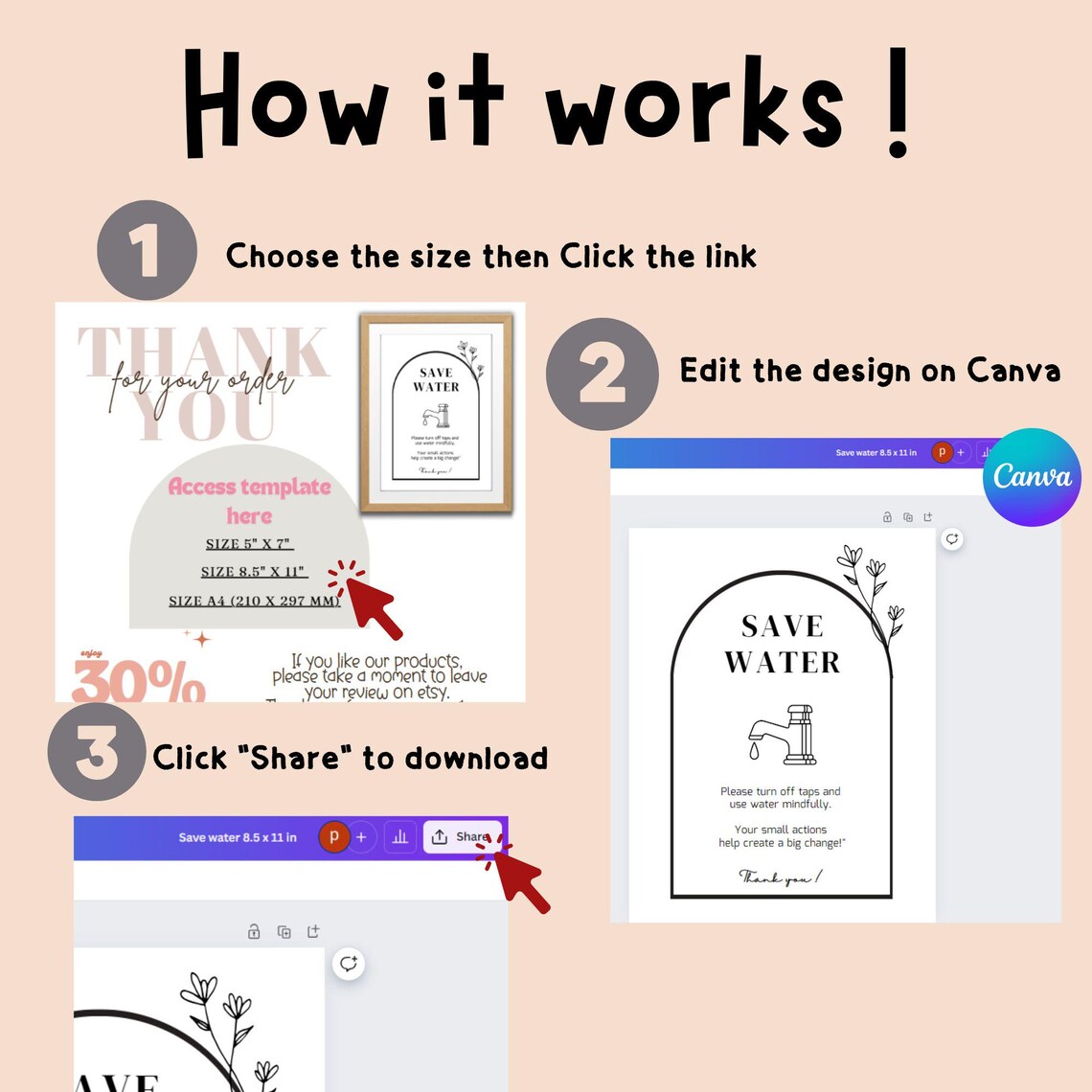 Save Water Sign Template | Editable & Printable | Eco-friendly Airbnb ...