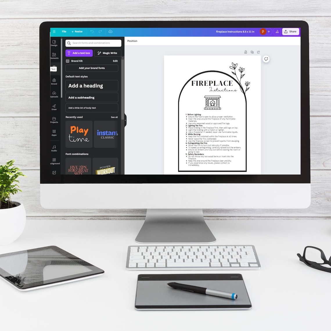 Fireplace Instructions Airbnb Sign Template | Editable Canva Template ...