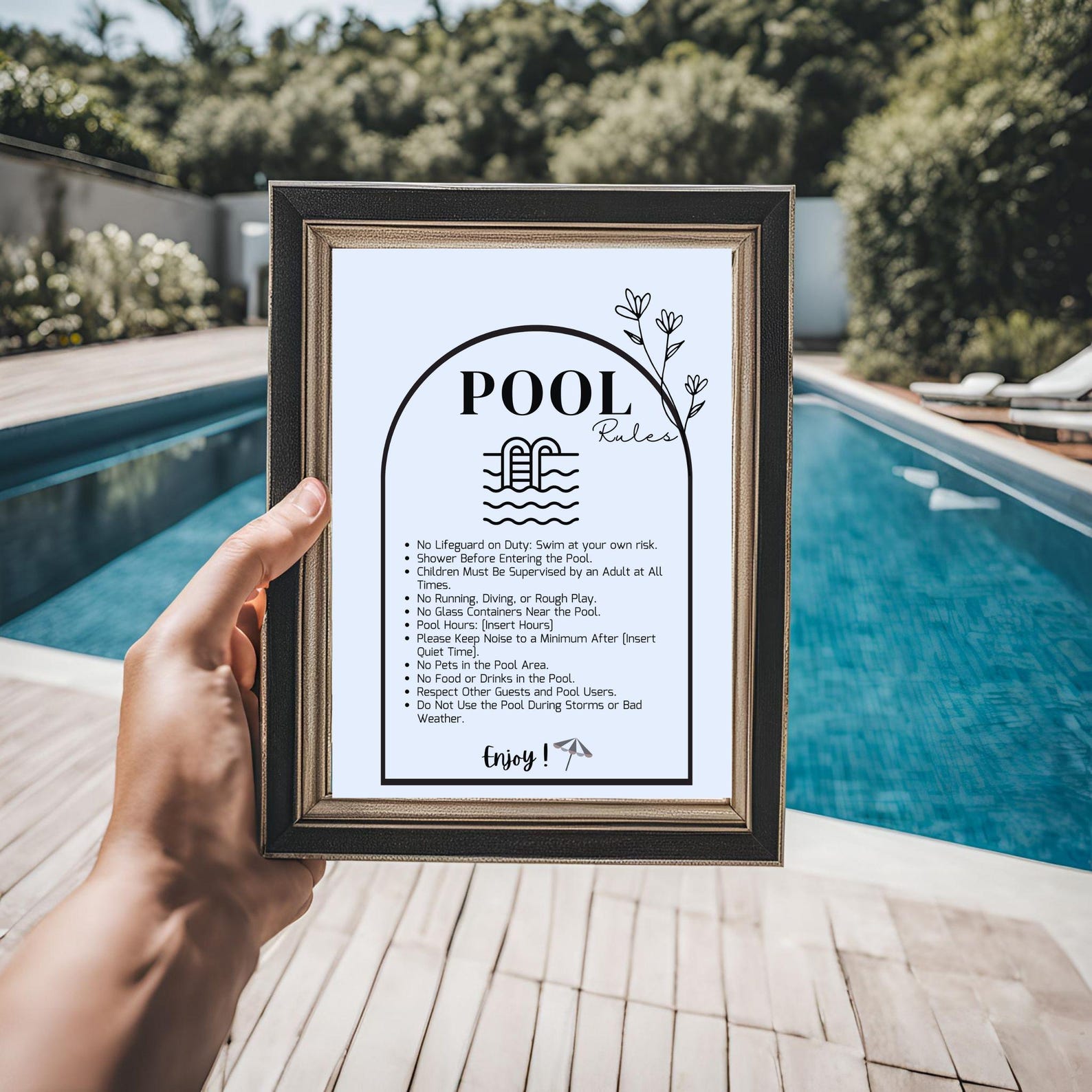 Printable Airbnb Pool Rules Sign Template | Editable Canva Pool Sign ...