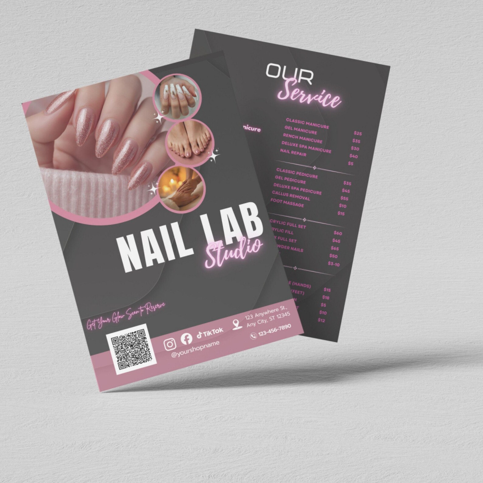 Nail Salon Flyer Template Canva | Nail Studio Price List Poster ...