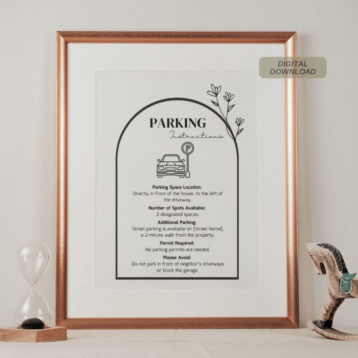 Editable Airbnb Parking Instructions Sign Template | Printable Parking ...