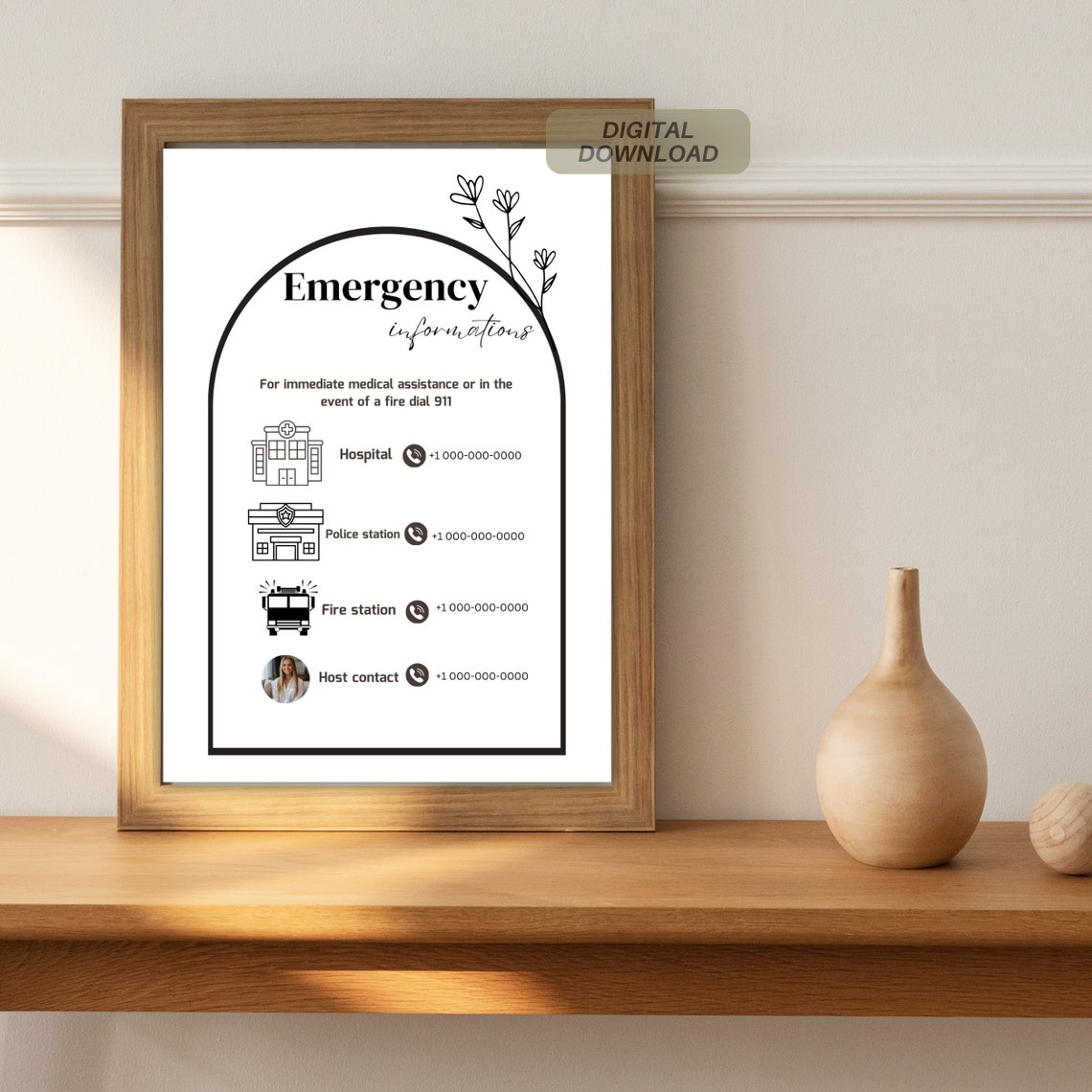 Printable Emergency Info Sign Template| Airbnb Emergency Contact Sign ...