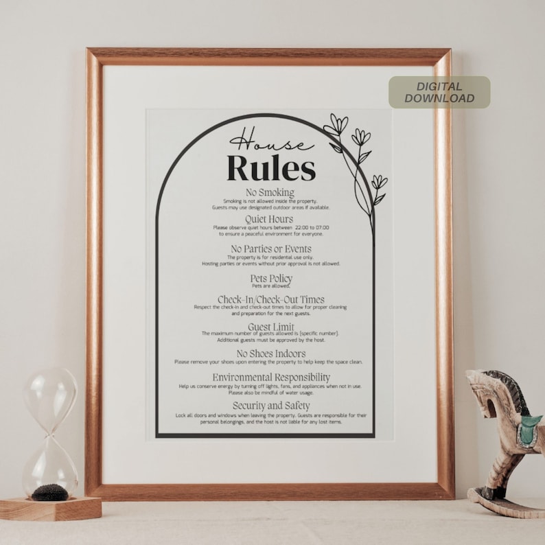 Editable House Rules Airbnb Sign Canva Template | Printable Airbnb ...