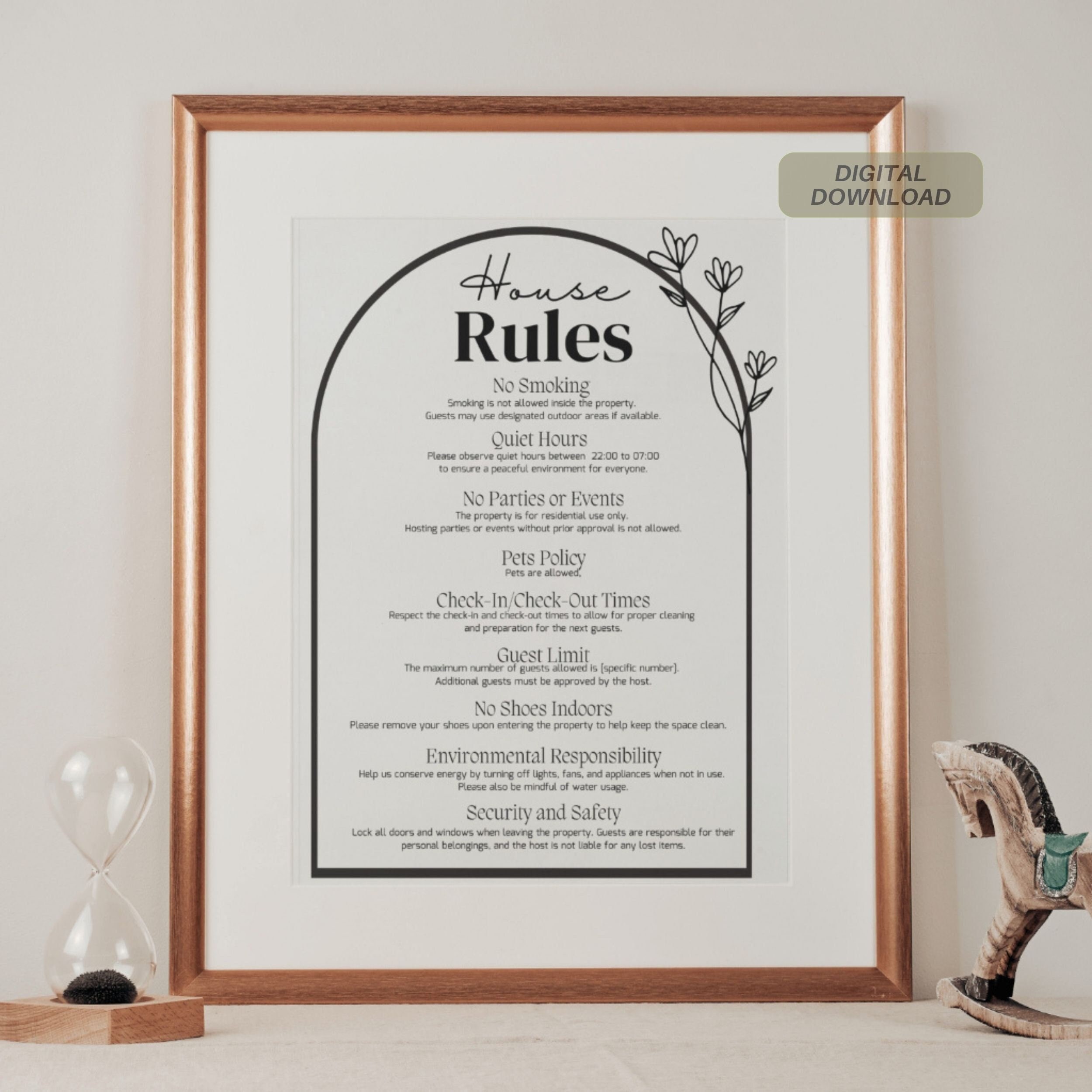 Editable House Rules Airbnb Sign Canva Template | Printable Airbnb ...