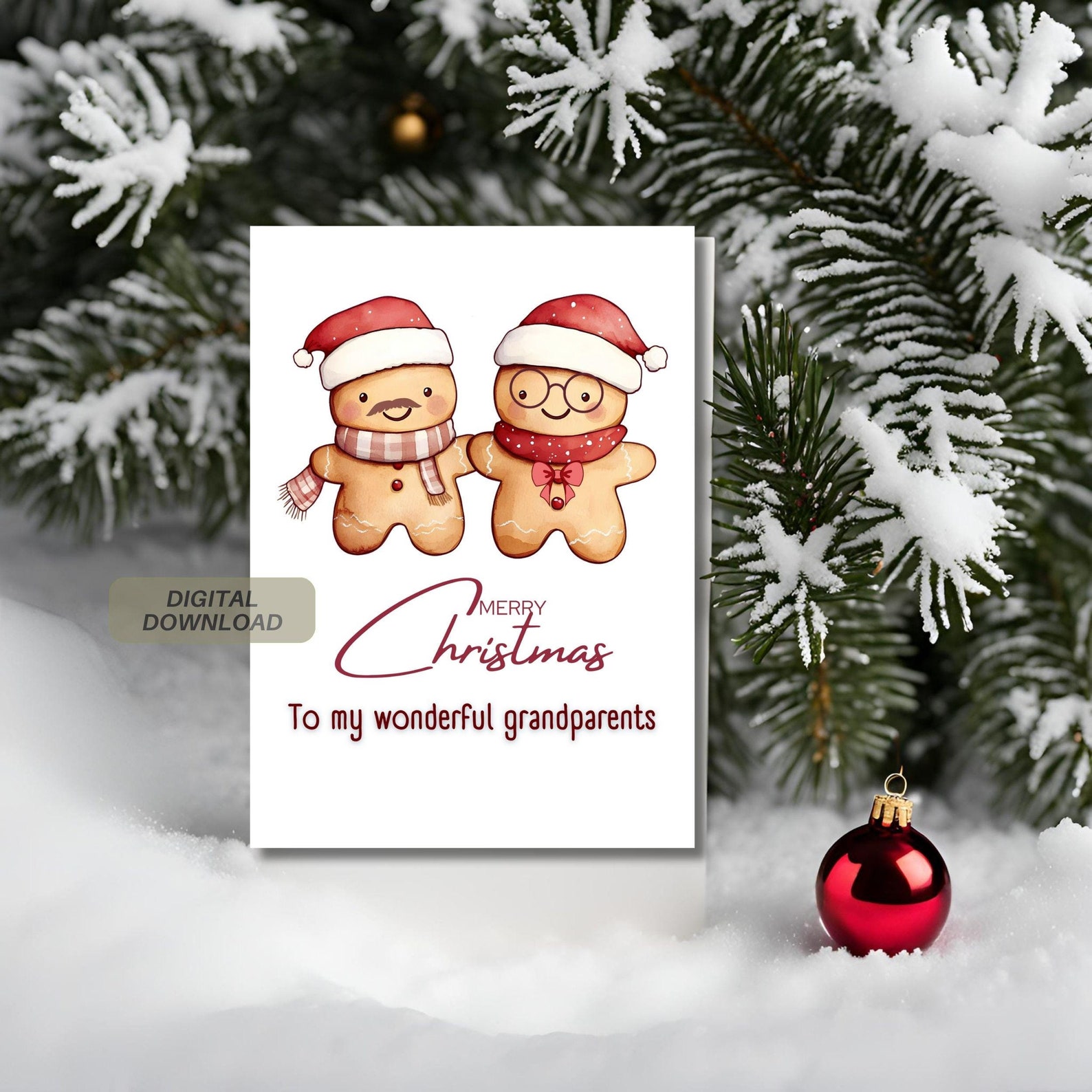 Printable Christmas Card for Grandparents | Xmas Card for Nanny ...