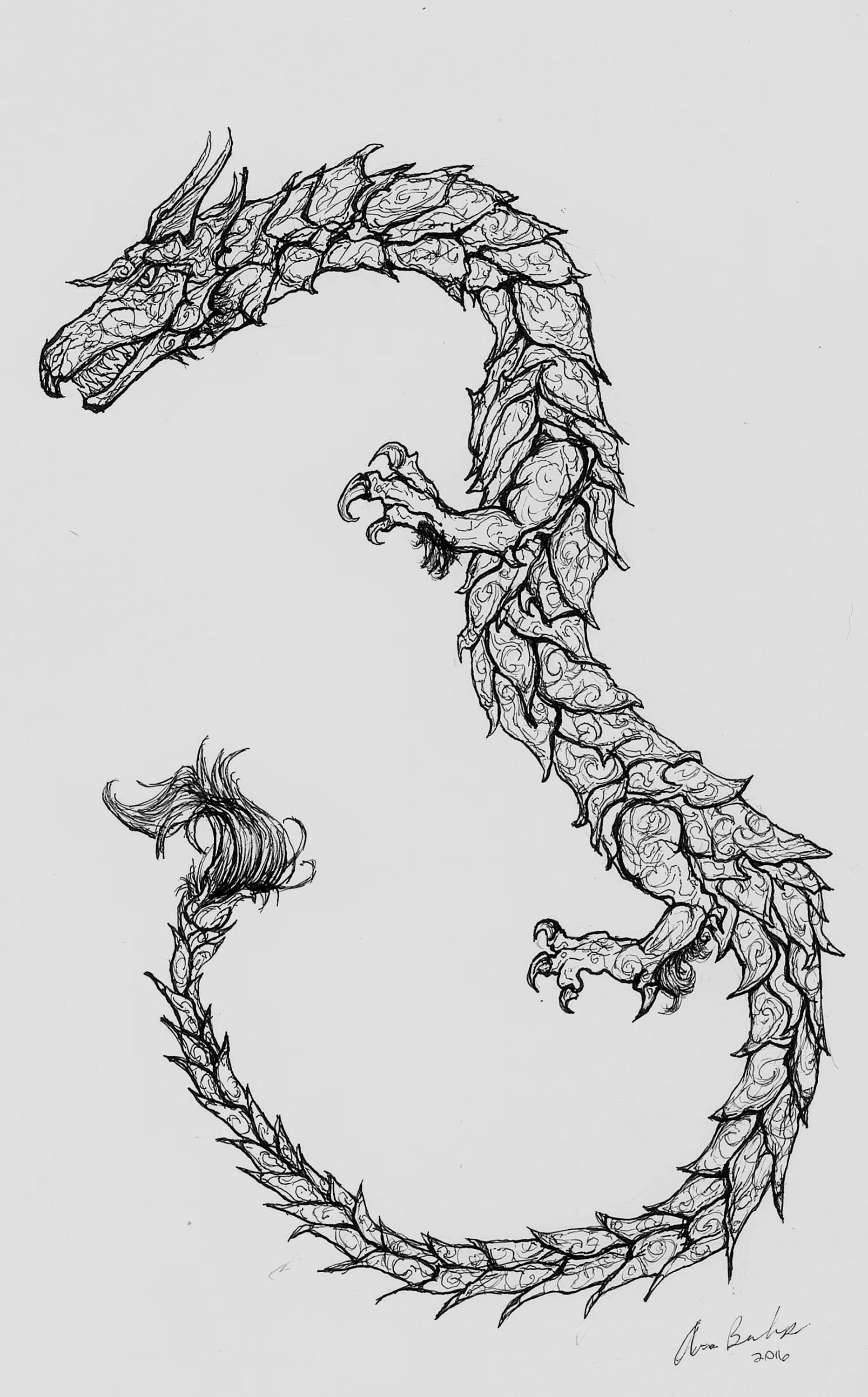 Armored Dragon Drawing