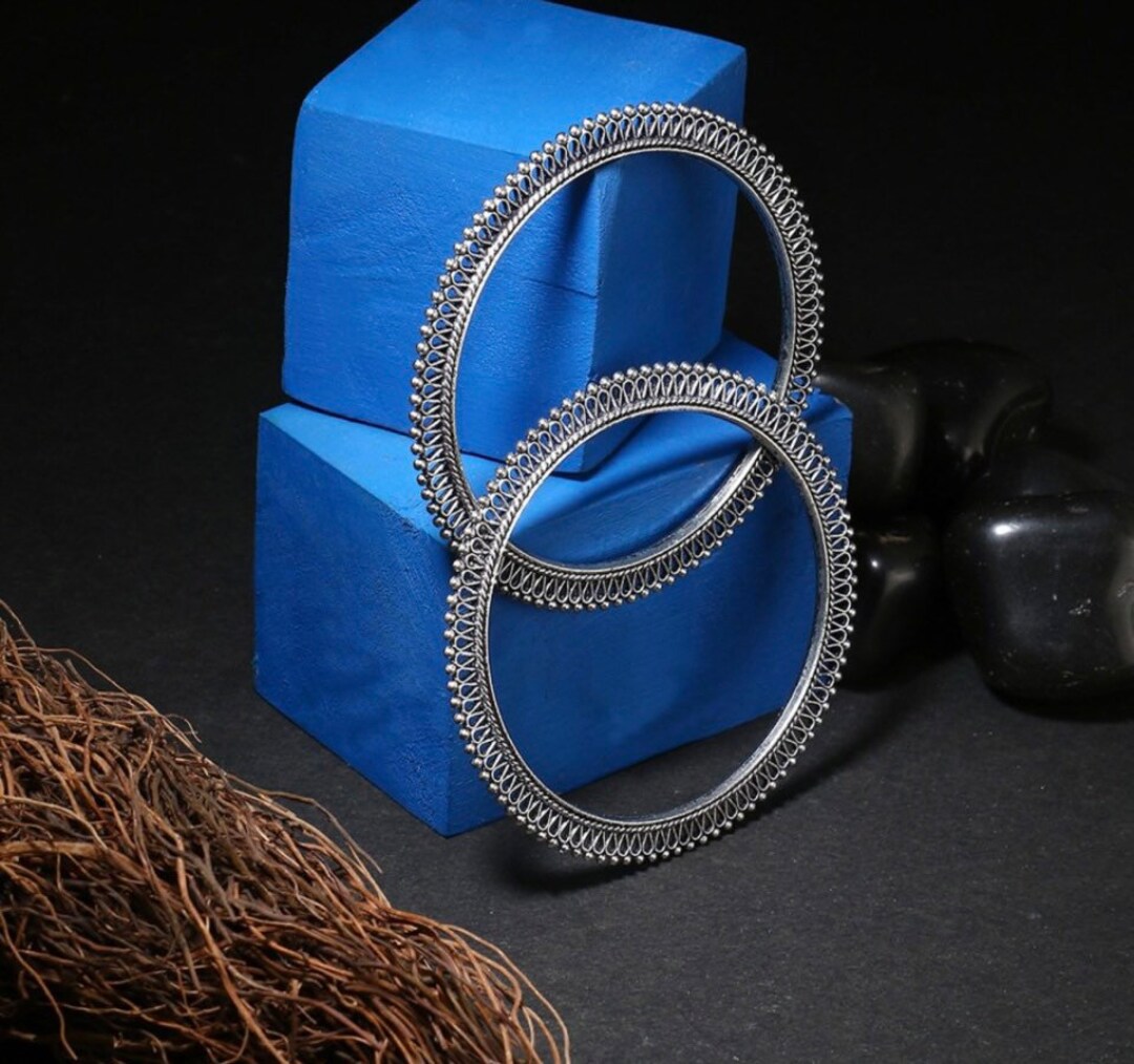 Silver Oxidised Bangles Oxidised Silver Indian Ghunghroo - Etsy