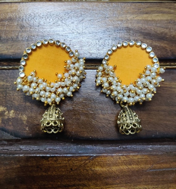 Handmade Fabric Earrings Studs Indian Women Jewellery Statement Earning Etsy