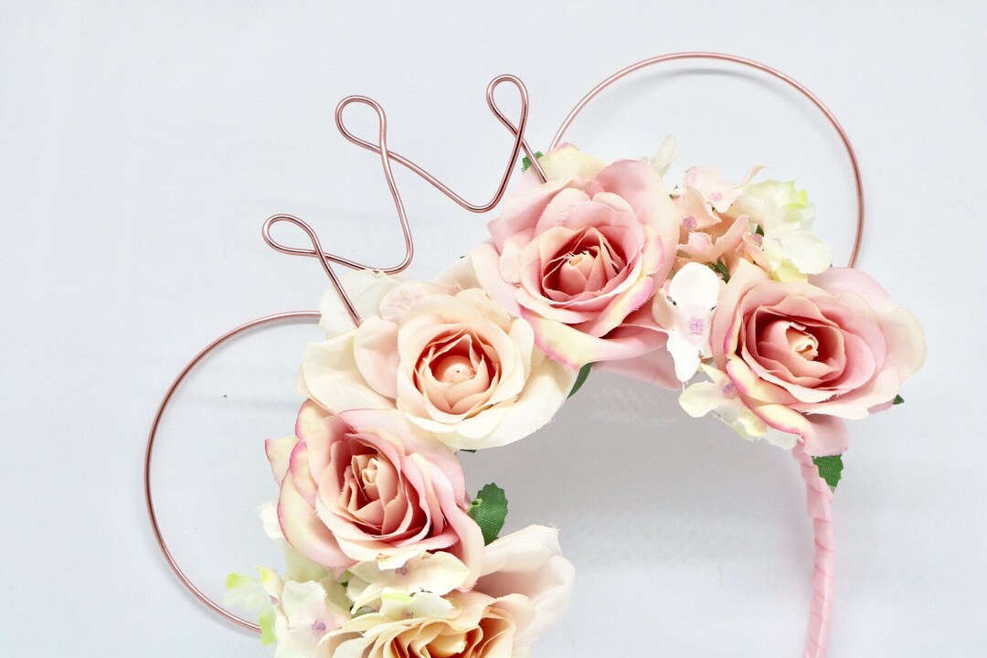 Pink Floral Wire Disney Ears - Etsy