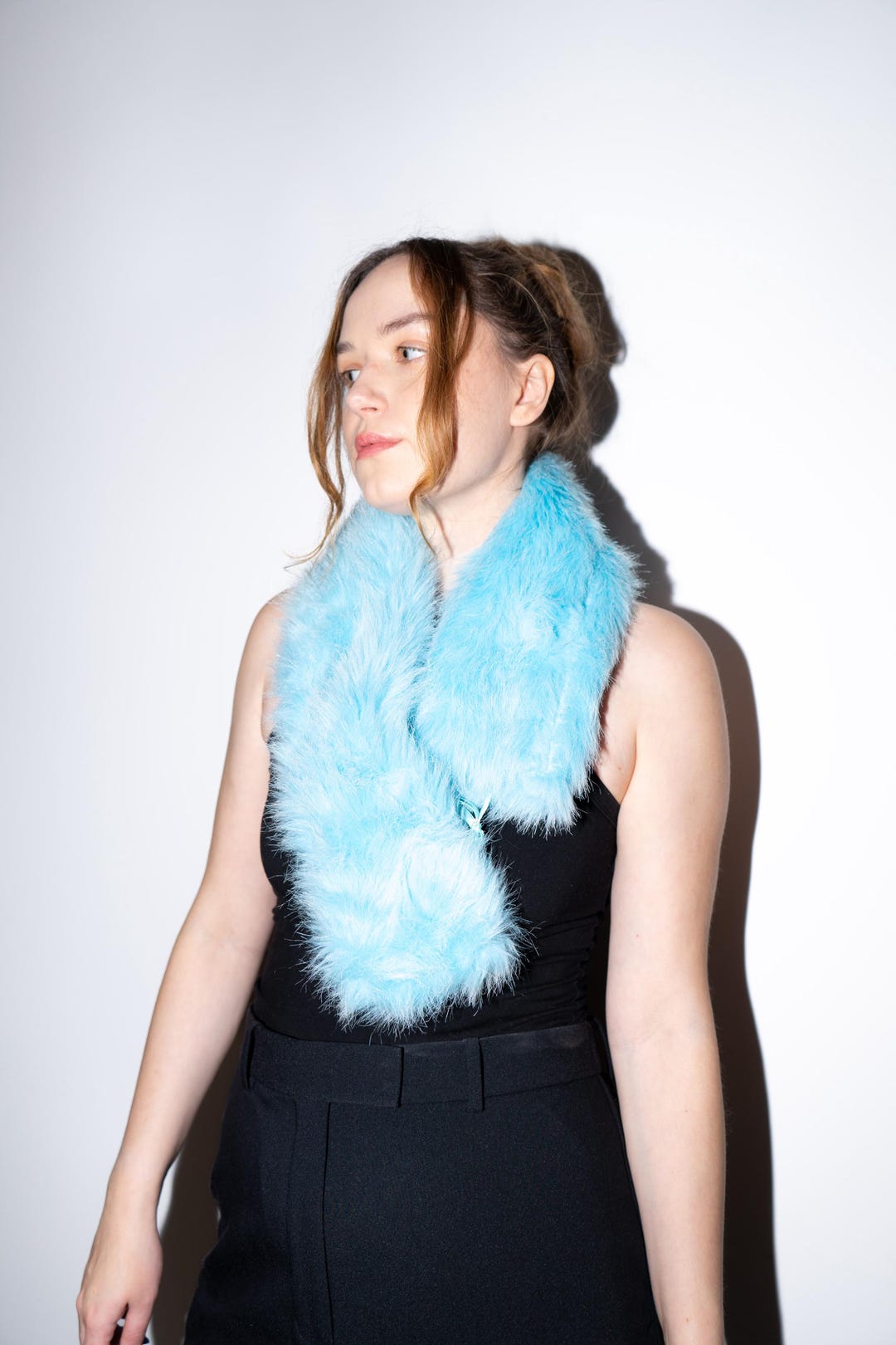 Vintage Blue Faux Fur Collar Scarf - Etsy