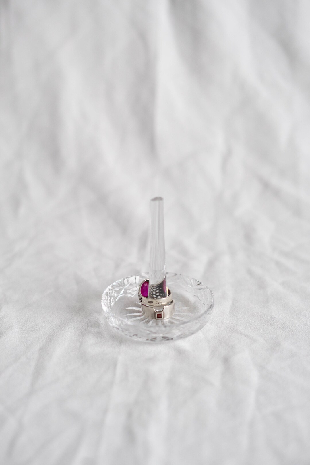 Vintage Crystal Glass Ring Tree, Cone Dish Ring Holder - Etsy