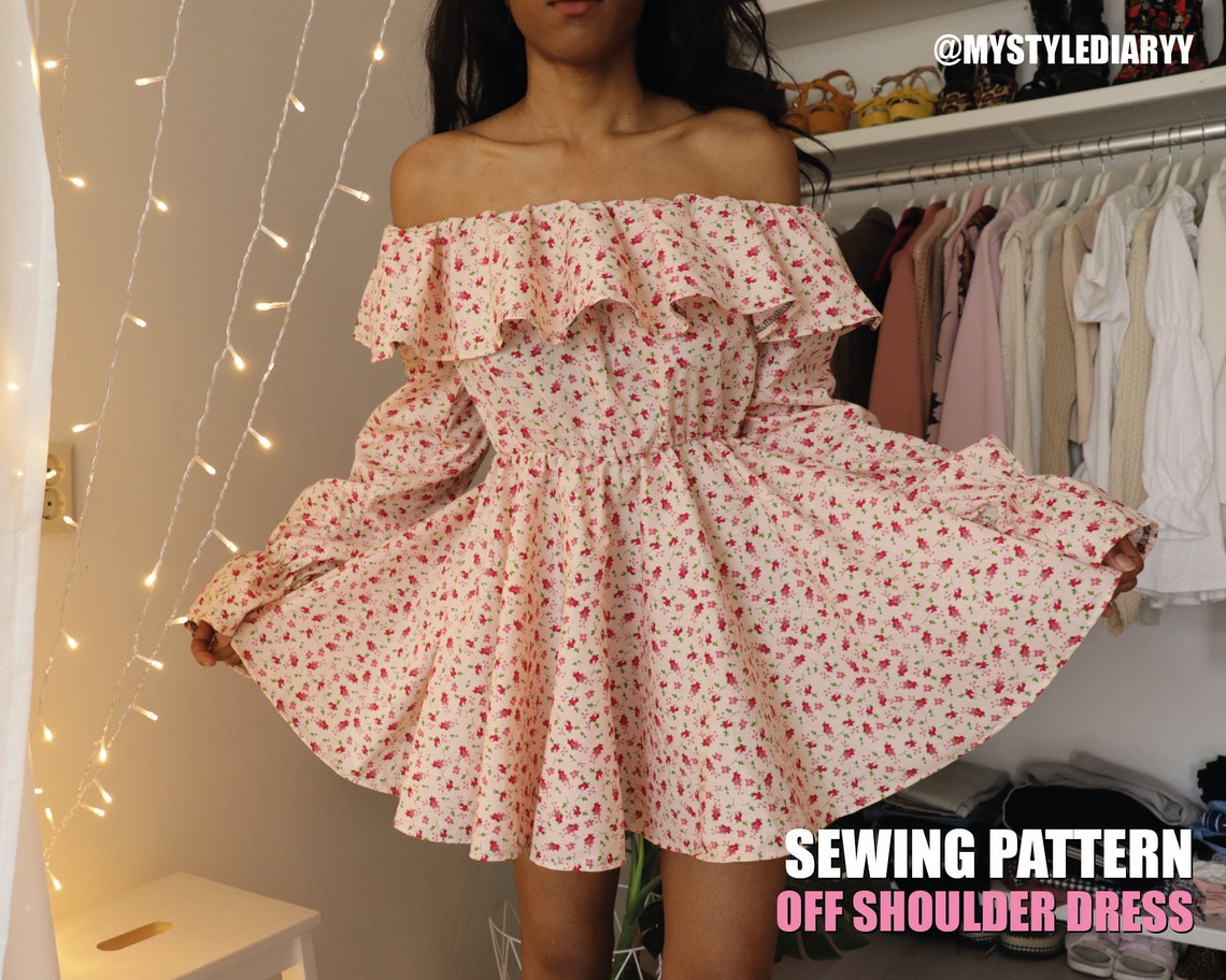 Off the Shoulder Dress Pattern for Women Skater Dress With - Etsy
