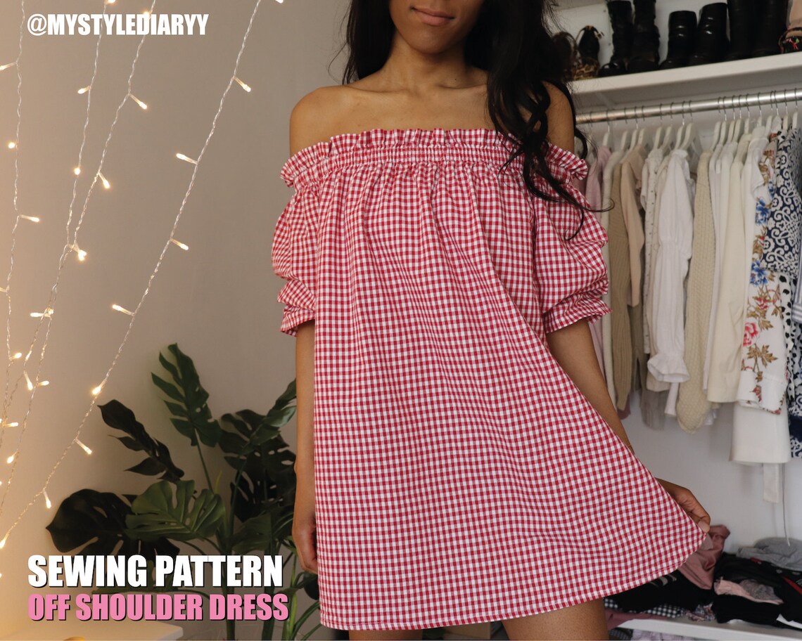 Off the Shoulder Dress Sewing Pattern for Women With Puffy | Etsy